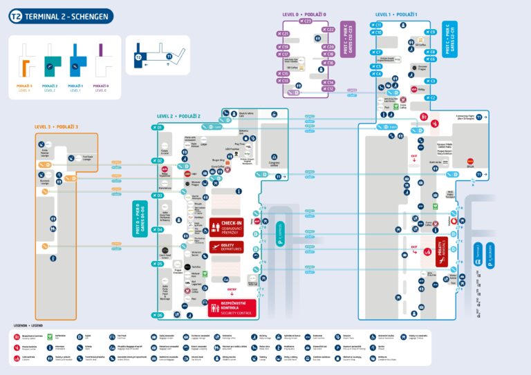 Prag Flughafen Karte: Terminal-, Bus- und Runaway-Karten | Prague.org